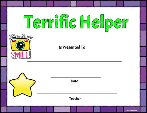 Free Printable Helper Certificates Free Printables Hub