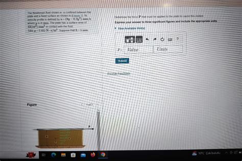 Solved The Newtonian Fluid Shown In Is Confined Between The