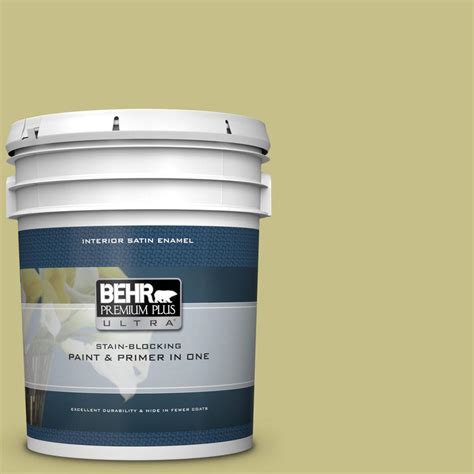BEHR Premium Plus Ultra 5 Gal PPU9 11 Wheat Grass Satin Enamel