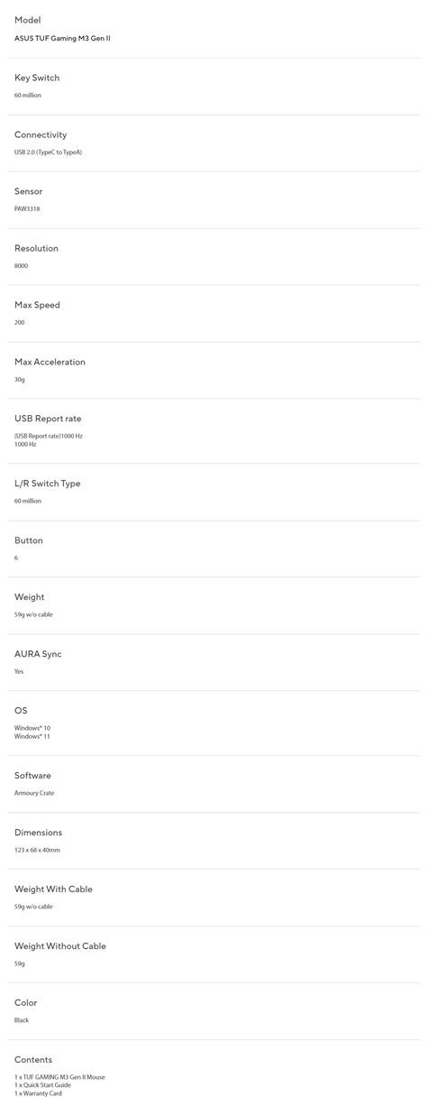 ASUS TUF Gaming M3 Gen II RGB Gaming Mouse Black Mouse Mouse Pads
