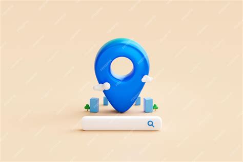 Premium Photo Search Location Pin On Blue Navigation 3d Map Background With Gps Address
