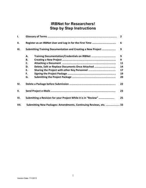 Irbnet For Researchers Step By Step Instructions