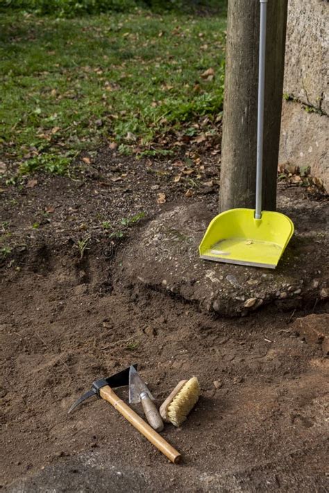 Tools In An Archaeological Excavation Stock Photo Image Of Metal