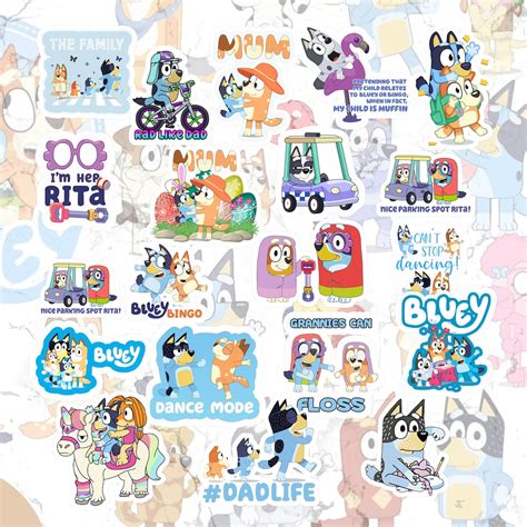 Pack Of BLUEY STICKERS Bluey Decals Janet And Rita Etsy