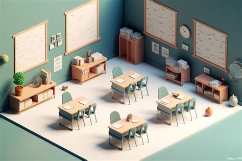 Premium Ai Image 3d School Classroom