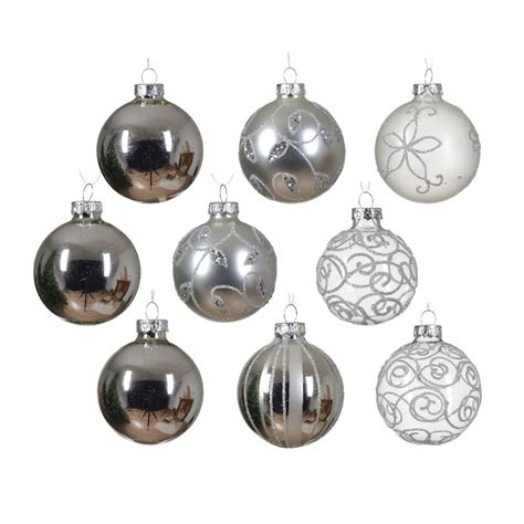 13er Set Weihnachtskugeln D70 Mm Aus Glas Cristal Silber