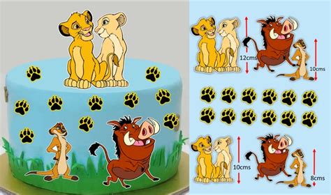 Lion King Timon Pumba Simba Nala Pre Cut Edible Icing Cake Topper Image