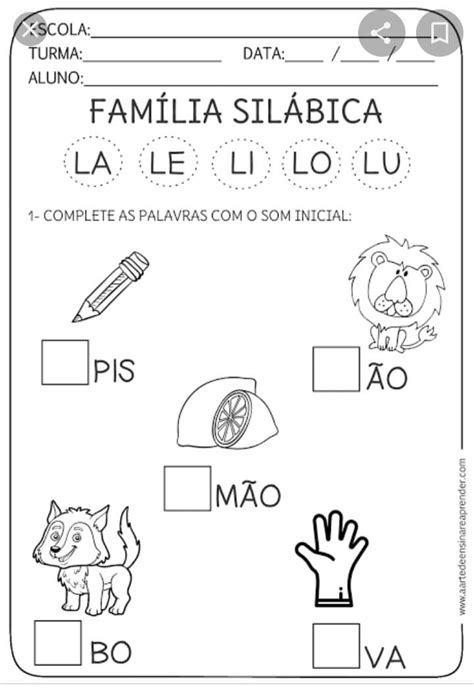Pin de Nilza Won Held em PORTUGUÊS 1⁰ ano Letra do dia Atividades