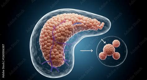 Medical 3d Visualization Of Pancreatic Cellular Structure With Detailed