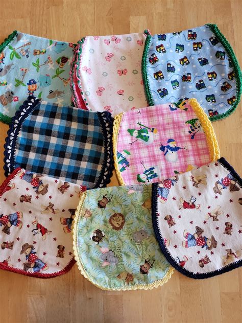 Flannel Baby Burp Cloth With Crocheted Edge Etsy Australia