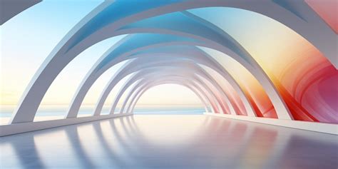 Premium Photo Abstract Architecture With Rainbow Arch