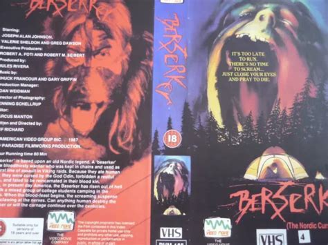 Replacement Vhs Video Sleeve Cover And Case Berserker The Nordic Curse