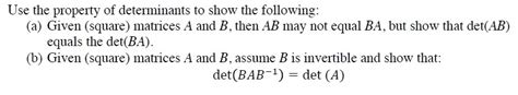 Solved Use The Property Of Determinants To Show The