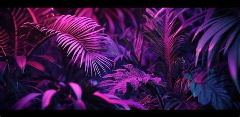 Premium Photo Purple And Violet Jungle Leaves In The Night Time