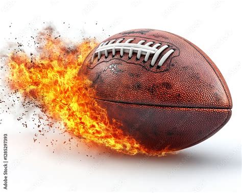 Flaming Football On Fire Isolated Over White Backdrop Digital Graphic