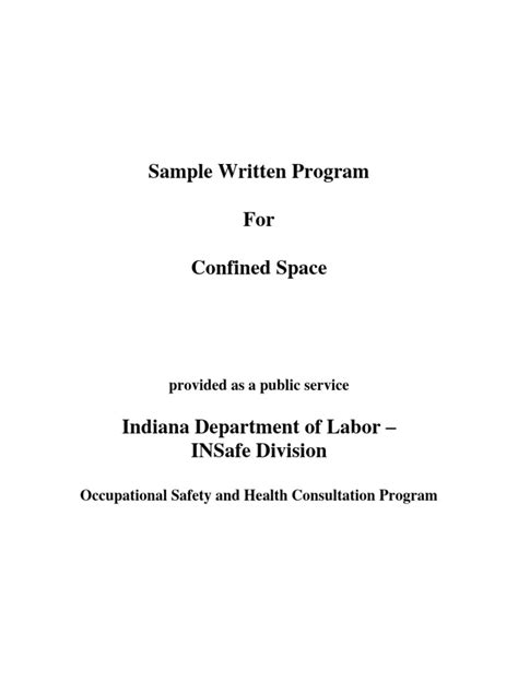 Insafe Sample Written Program Confined Space Pdf Ventilation