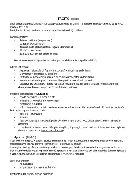 Riassunto Degli Autori Tacito E Apuleio Latino Appunti Di Latino