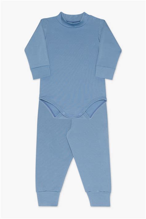 Conjunto de body gola alta térmico azul névoa infantil Dedeka