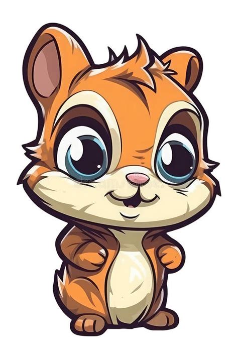 Cute Chipmunk Sticker Cartoon Illustration By Mika Stock Illustration