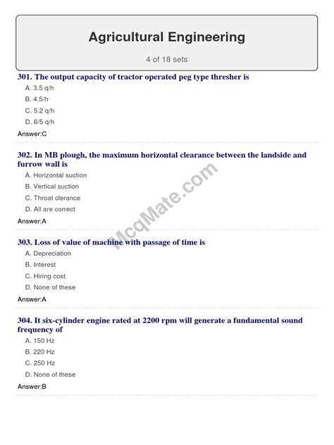 Agricultural Engineering Set 4 Pdf Pump Fuel Injection