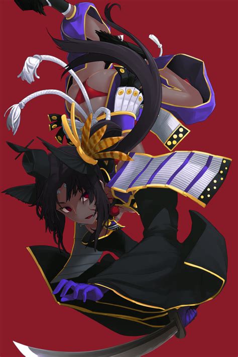 1girl Armor Ass Back Blackhair Blacklegwear Bluegloves Breasts