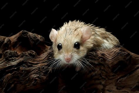 Premium Photo Cute Gerbil Fat Tail Crawls On Wood