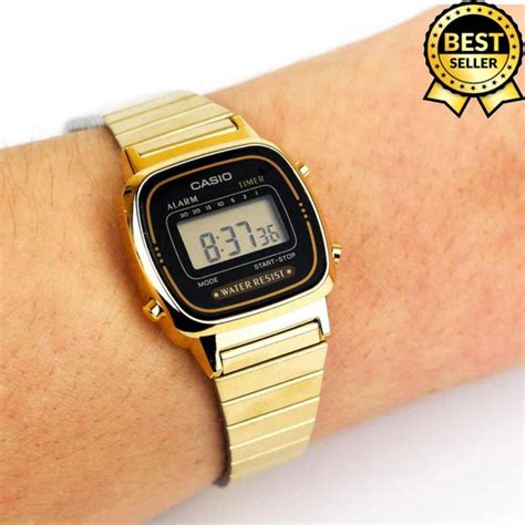 Casio La 67o Digital Vintage Er Water Resist Black Dial Gold Stainless