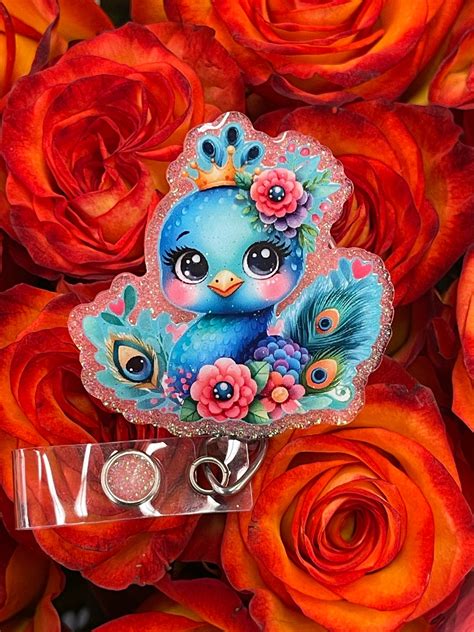 Peacock Badge Reel Retractable Nurse Key Holder Medical T