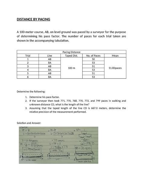 QUIZ Assignment 1 Distance BY Pacing DISTANCE BY PACING A 100 Meter