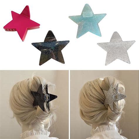 Gxfcai Pack Of 5 Silver Star Bb Hair Clips Cute Star Hair Clips Clip Art Library