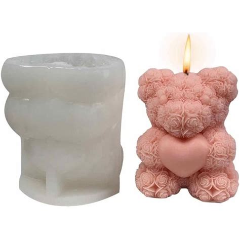 Moule À Bougie À Arroser 3d Rose Ours En Silicone Moule En Résine Époxy
