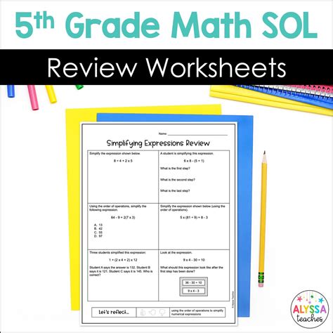 5th Grade Virginia Math Sol Review Worksheets