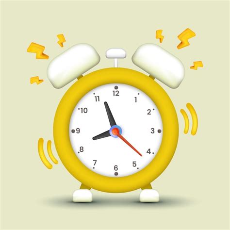 Premium Vector 3d Alarm Clock Yellow Wake Up Time Vector