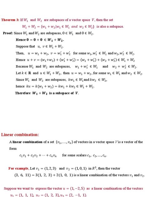Linear Algebra Subspaces Pdf System Of Linear Equations Vector Space