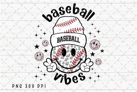 Baseball Vibes Smiley Face Beanie PNG Graphic By Flora Co Studio