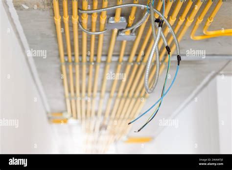 Lan Network Wire Install In Construction Building With Metal Steel