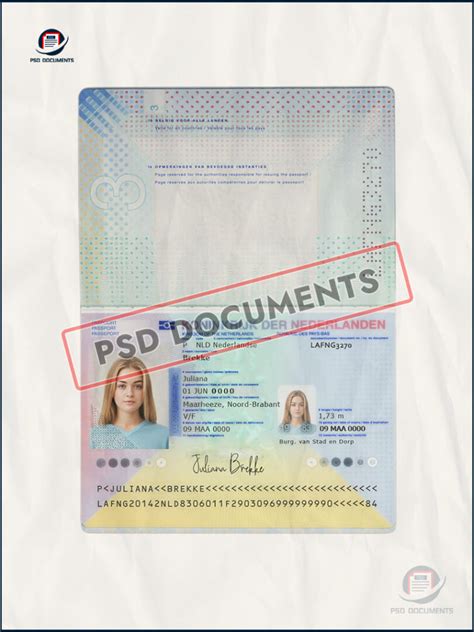 Netherland Passport Dutch Psd Documents
