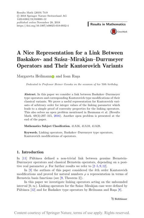 A Nice Representation for a Link Between Baskakov and SzászMirakjanDurrmeyer Operators and