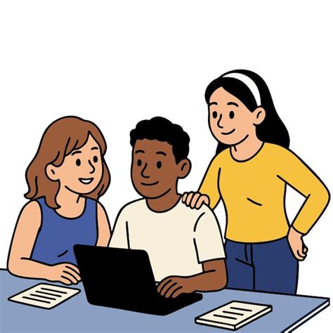 Doing Assignments On A Laptop Premium Vector