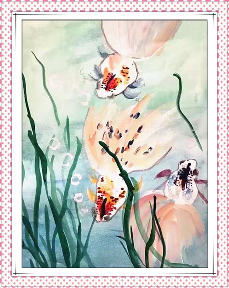 水粉画莲池 莲水粉画 荷塘水粉画图片大全 大山谷图库