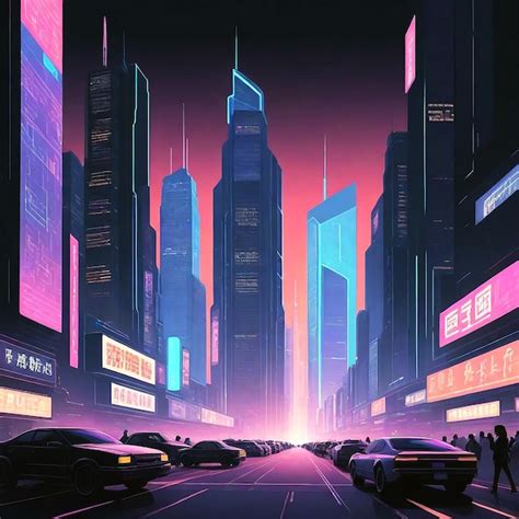 Premium Photo Dynamic Cyberpunk Cityscape