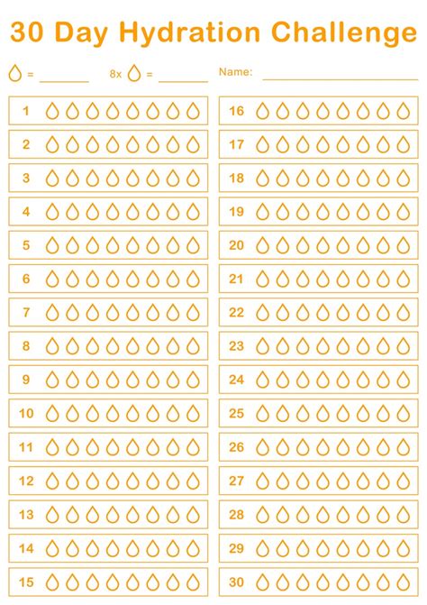 30 Day Hydration Challenge I Printable Water Intake Journal And Diary