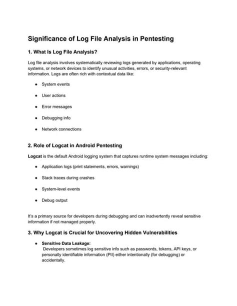Unit 3 Significance Of Log File Analysis In Pentestingpdf