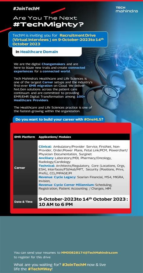 Murali Mohan M On Linkedin Tech Mahindra Is Hiring Experienced Cerner