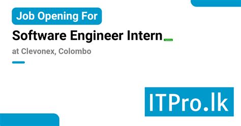 Software Engineer Intern At Clevonex Colombo Sri Lanka Itprolk