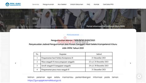 Jadwal Pengumuman Kelulusan Seleksi Pppk Guru Tahap 2 Tahun 2021