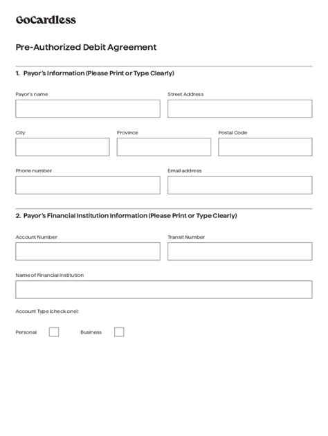 Fillable Online Authorization For Pre Authorized Debit Plan Fax Email