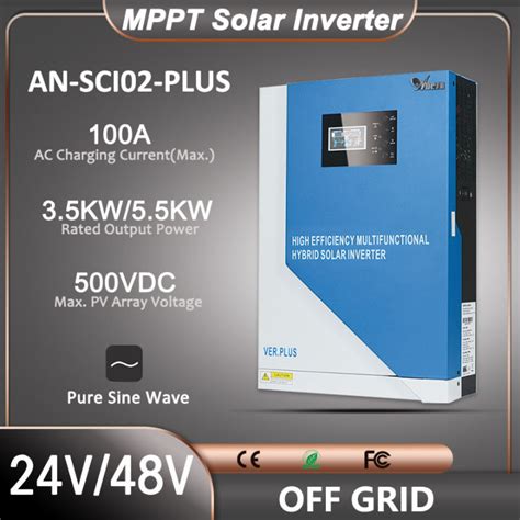 Anern 5000w Parallelable Hybrid Solar Inverter 8200w 10200w Pure Sine
