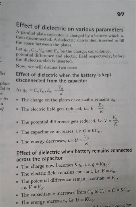 97effect Of Dielectric On Various Parameters A Parallel Plate Capacitor