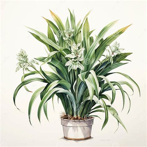 Vintage Dutch Watercolor Dracaena Bouquet On White Background Stock